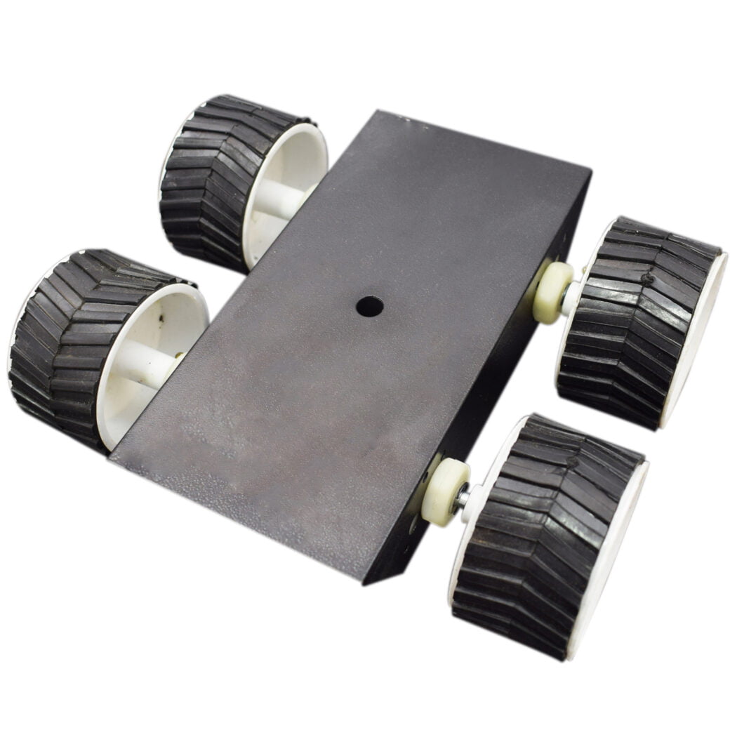 4 Wheel Robotics Kit with Black Chassis, 4 Motors and 7*4 Big size Tyre ...