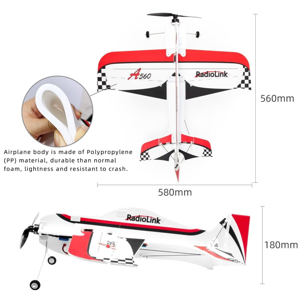 Radiolink A560 Plug & Play (PNP) RC Gyro Airplane with 6 Flight Modes ...