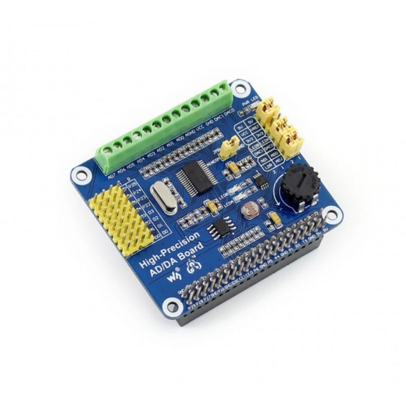 Waveshare 16-Bit AD/DA Expansion Raspberry Pi High Precision ADC/DAC ...